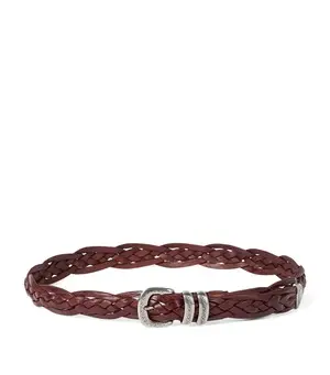 Brunello Cucinelli Leather Woven Belt - Brown