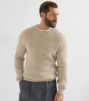 Brunello Cucinelli Cashmere Ribbed Sweater - Beige
