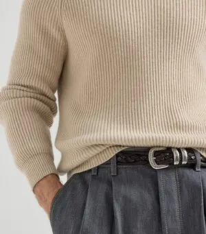 Brunello Cucinelli Cashmere Ribbed Sweater - Beige