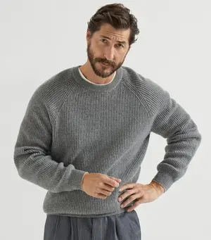Brunello Cucinelli Cashmere Ribbed Sweater - Grey
