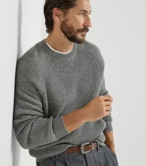 Brunello Cucinelli Cashmere Ribbed Sweater - Grey