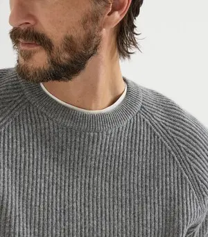 Brunello Cucinelli Cashmere Ribbed Sweater - Grey