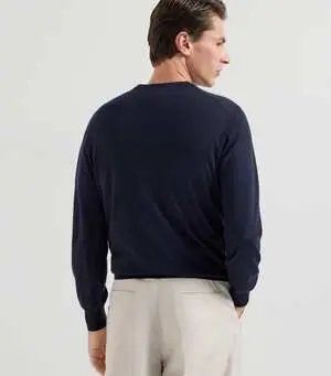 Brunello Cucinelli Cashmere-silk V-neck Sweater - Blue