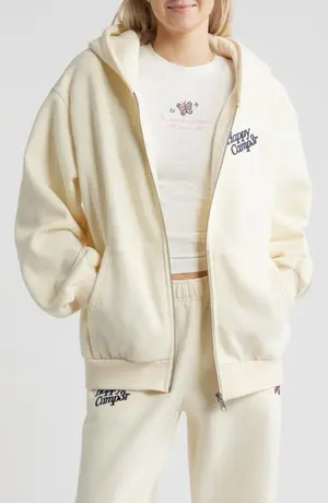 HAPPY CAMP3R Zip-up Hoodie - Cream