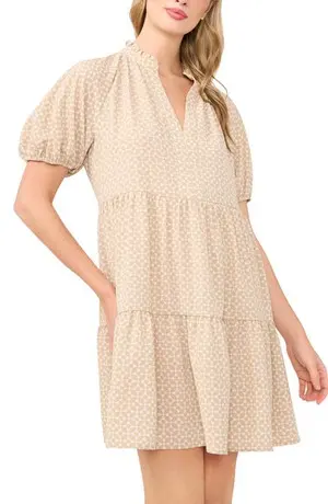 CECE DUPRAZ Geometric Print Babydoll Dress - Birch