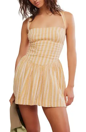 Free People Laurel Plaid Cotton Minidress - Neutral Combo