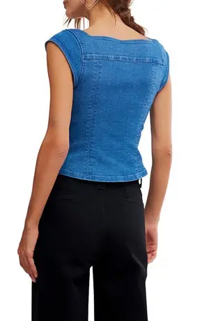 Free People Marilyn Denim Corset Top - Skylight