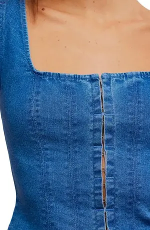Free People Marilyn Denim Corset Top - Skylight