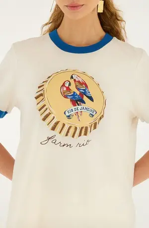 Farm Rio Beer Cap Logo Graphic Cotton Baby Tee - Off-white