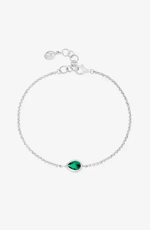 DOWER & HALL Green Garnet Pear Chain Bracelet - Sterling Silver