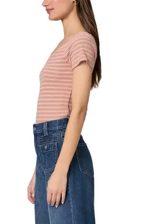 Paige Leita V-neck Top - Peach Tea Multi