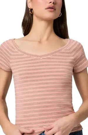 Paige Leita V-neck Top - Peach Tea Multi
