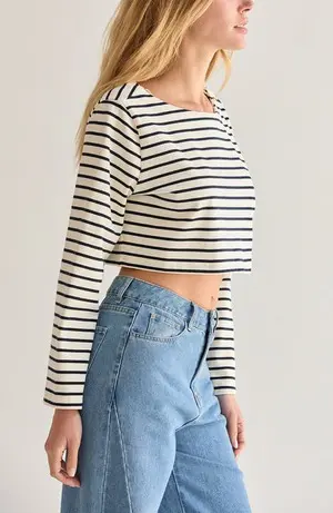 CRESCENT Striped Boatneck Knit Top