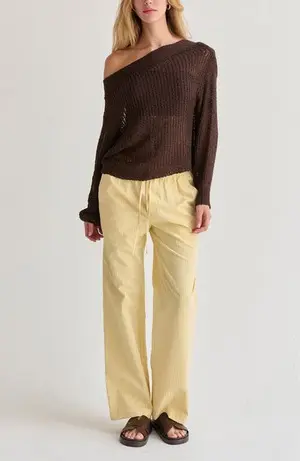 CRESCENT Textured Striped Drawstring Pants - Yellow