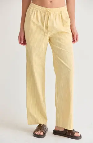 CRESCENT Textured Striped Drawstring Pants - Yellow