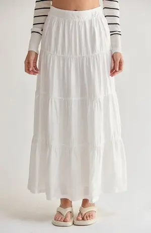 CRESCENT Tiered Tencel Maxi Skirt