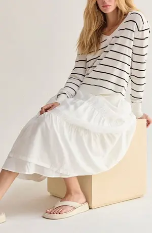 CRESCENT Tiered Tencel Maxi Skirt