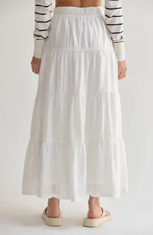 CRESCENT Tiered Tencel Maxi Skirt