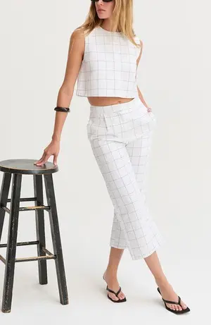 CRESCENT Windowpane Linen Culottes