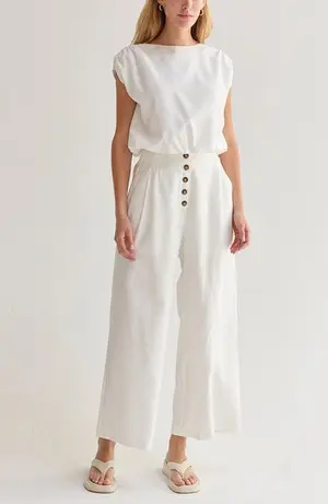 CRESCENT Cap-sleeve Bubble Hem Top