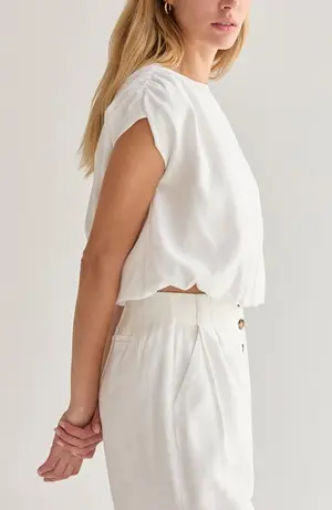 CRESCENT Cap-sleeve Bubble Hem Top