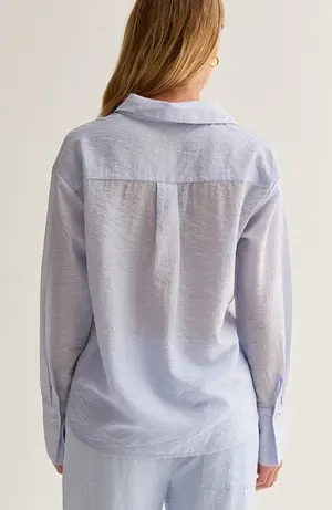 CRESCENT Crinkled Tencel Button-up Shirt - Blue
