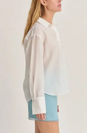 CRESCENT Crinkled Tencel Button-up Shirt - White