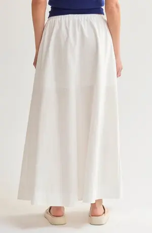 CRESCENT Gathered Poplin Maxi Skirt