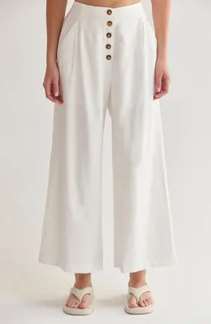 CRESCENT High-waisted Wide Leg Culotte Pants - Ivory