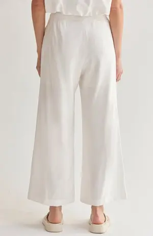 CRESCENT High-waisted Wide Leg Culotte Pants - Ivory