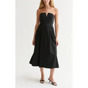 CRESCENT V-wire Modal Blend Midi Dress - Black