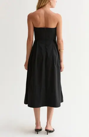 CRESCENT V-wire Modal Blend Midi Dress - Black