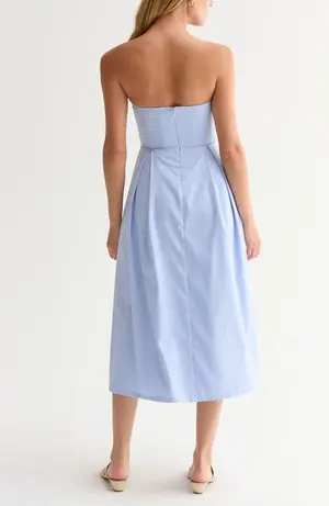 CRESCENT V-wire Modal Blend Midi Dress - Light Blue