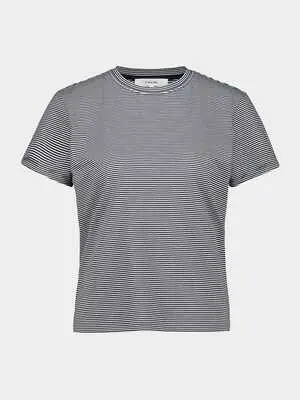 FRAME Striped Cotton Crewneck T-Shirt Blue