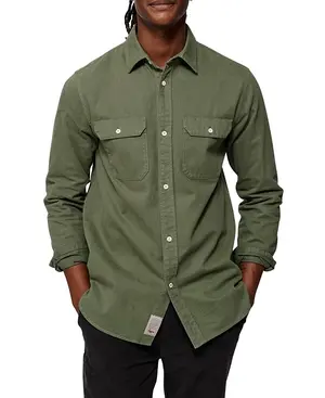 Aubin Normanby Button Up Shirt - Dark Khaki