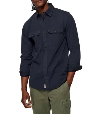 AUBIN Normanby Button Up Shirt - Navy
