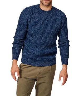 Aubin Fisherman Rib Crew Neck Sweater - Blue Mix