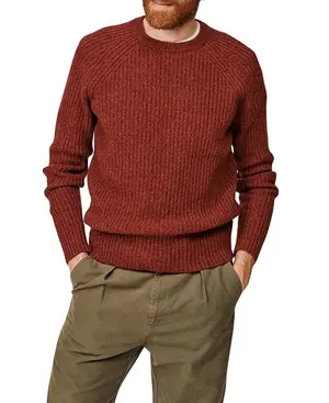 Aubin Fisherman Rib Crew Neck Sweater - Rust Mix