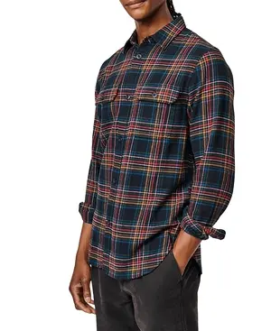 AUBIN Crowle Button Up Flannel Shirt - Black Check