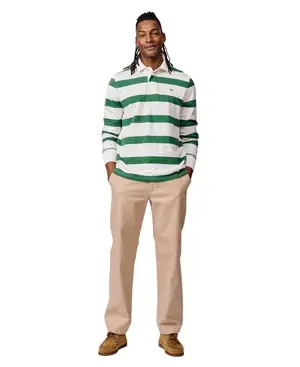Aubin Irnham Long Sleeve Collared Rugby Shirt - Green/ecru