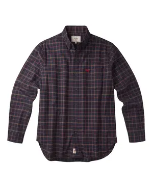 Aubin Merton Brushed Oxford Button Down Shirt - Navy Check