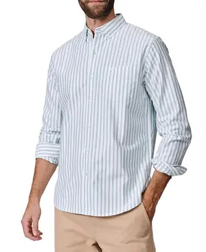 Aubin Aldridge Oxford Button Down Shirt - Thin Green Stripe