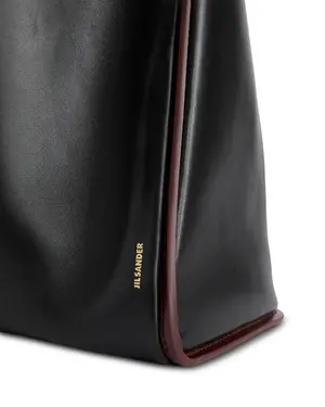 JIL SANDER Pivot Medium Leather Tote Bag - Black