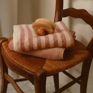 PIGLET IN BED Fringe Edge Bath Towel - Sand Shell