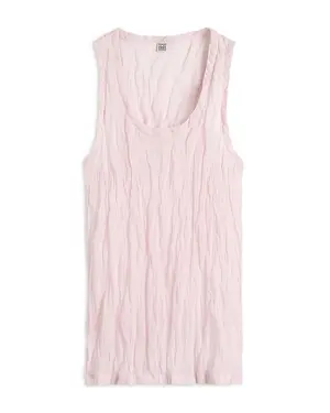TOTEME Crinkled Cotton And Metal Yarn Blend Tank - Bloom
