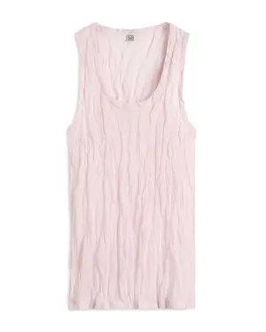 TOTEME Crinkled Cotton And Metal Yarn Blend Tank - Bloom