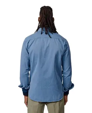 AUBIN Long Sleeve Cole Twill Overshirt - Blue