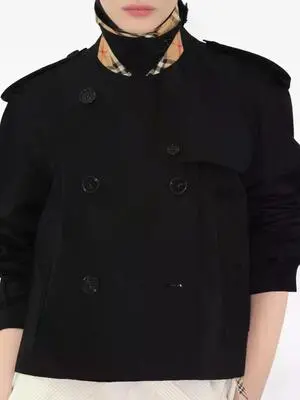 Burberry Cropped Gabardine Mayfair Trench Jacket - Black