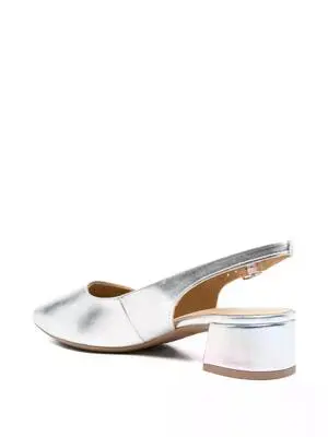 TAMARIS Leather Slingback Pumps - Silver