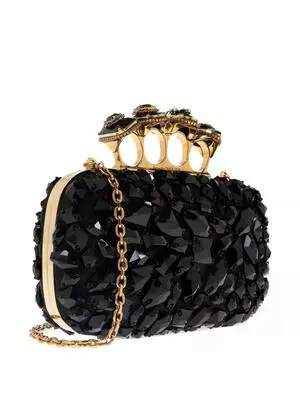 Alexander McQueen Jewel Four-ring Embellished Clutch - Black